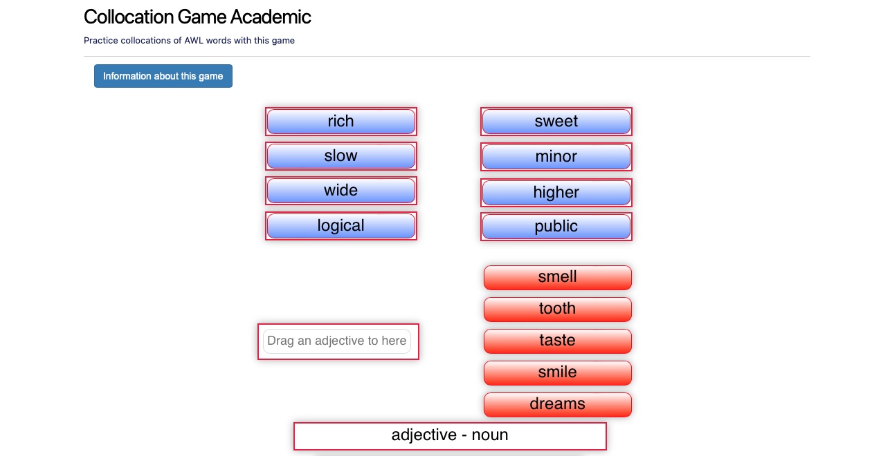 Collocation Game | AWL Collocates Practice | Writing Support
