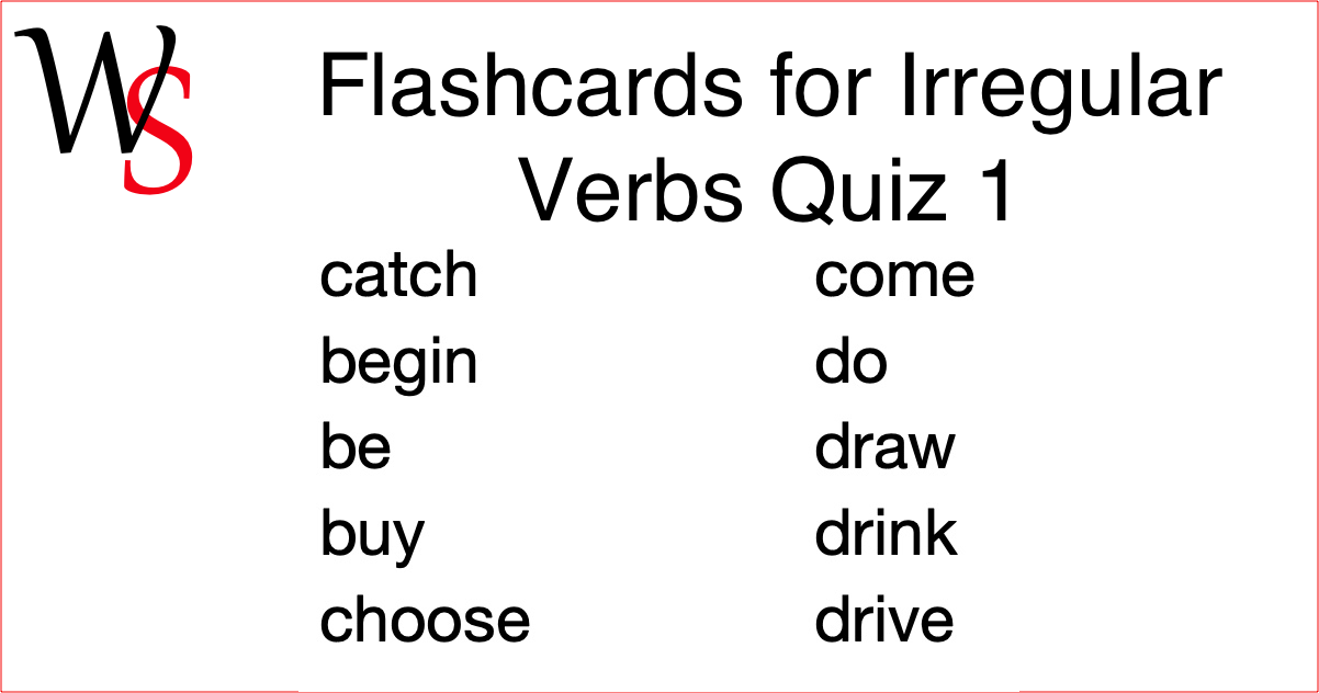 Irregular Verb Flashcards 1 | Writing Support