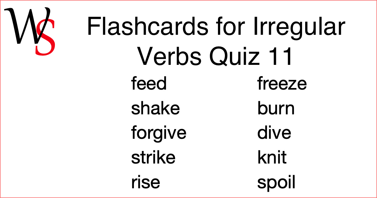 Irregular Verb Flashcards 11 | Writing Support