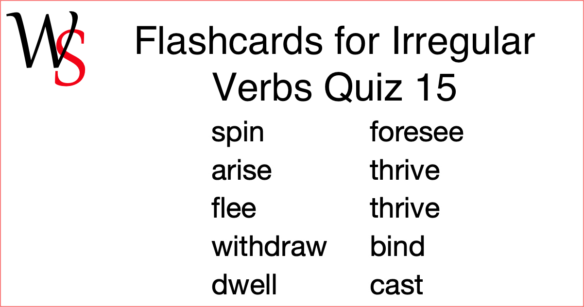 Irregular Verb Flashcards 15 | Writing Support