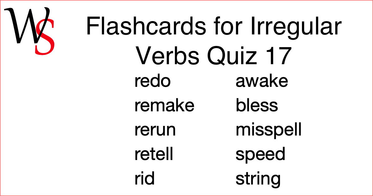 Irregular Verb Flashcards 17 | Writing Support