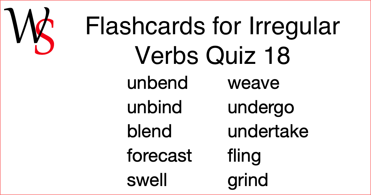 Irregular Verb Flashcards 18 | Writing Support