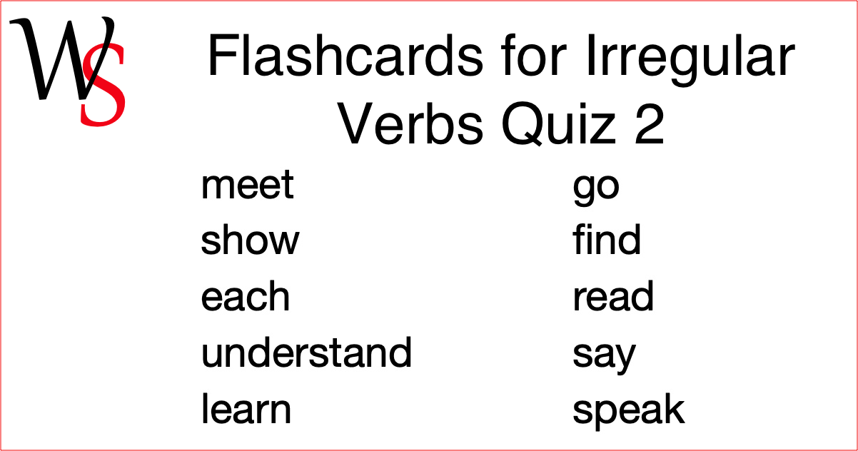 Irregular Verb Flashcards 2 | Writing Support