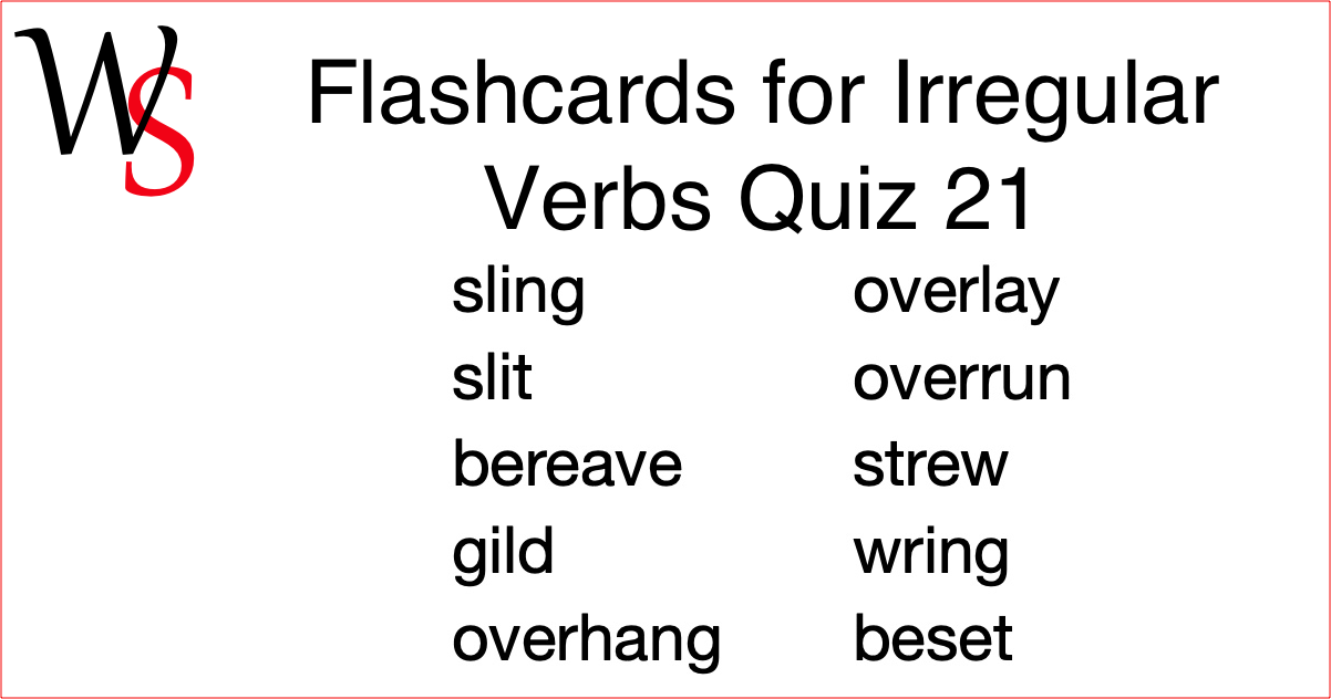 Irregular Verb Flashcards 21 | Writing Support