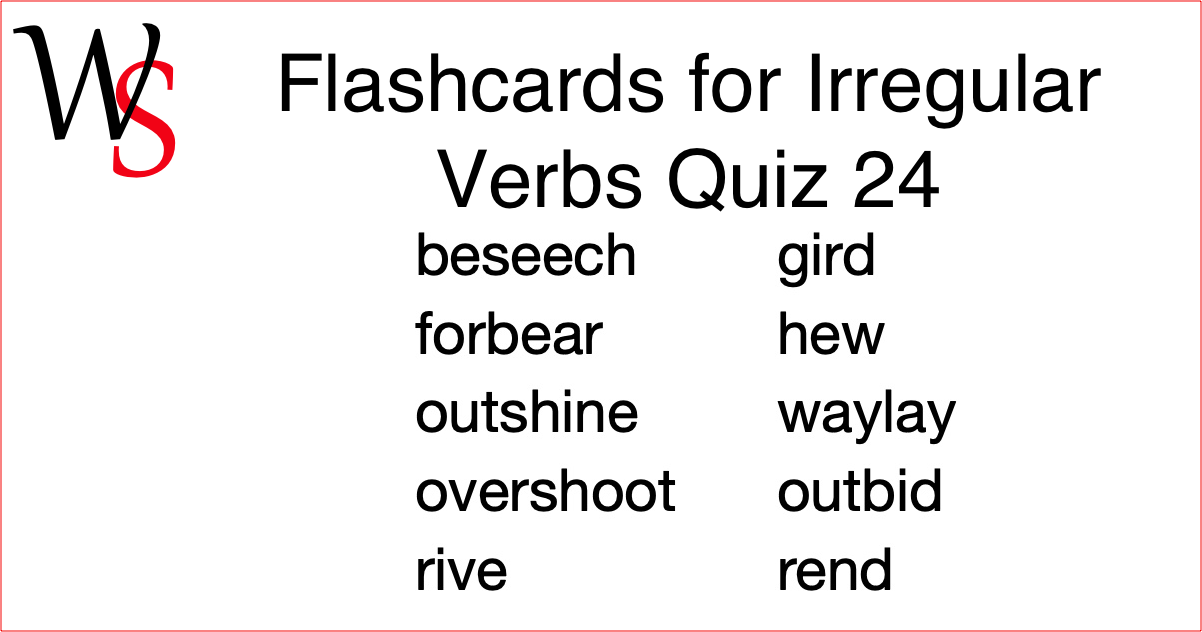 Irregular Verb Flashcards 24 | Writing Support