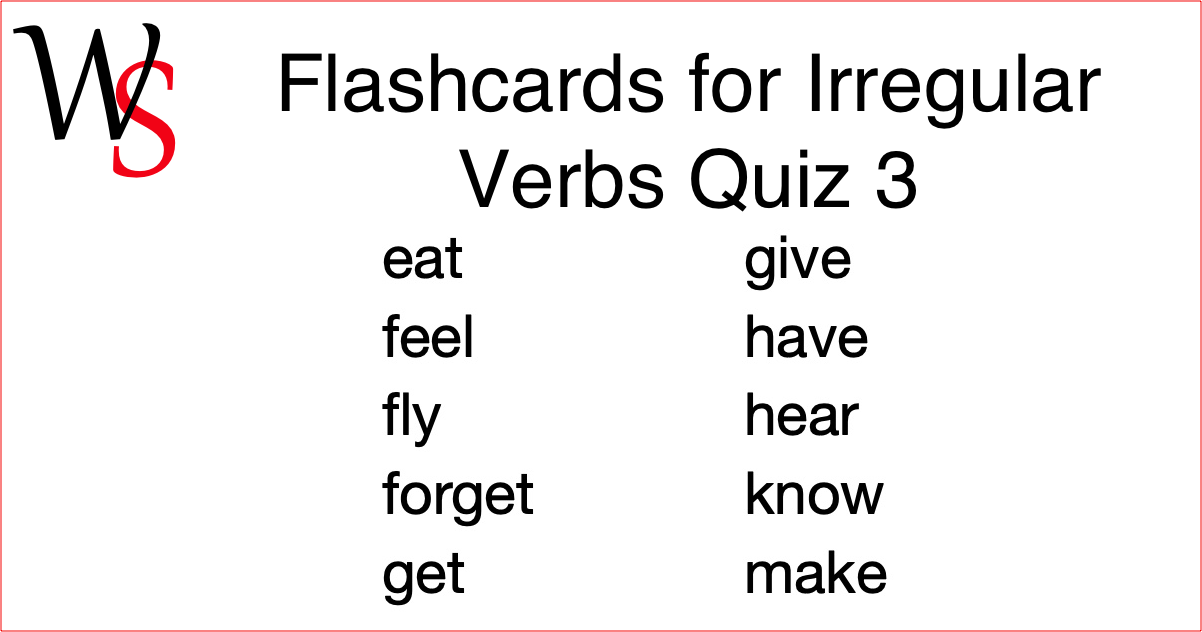 Irregular Verb Flashcards 3 | Writing Support