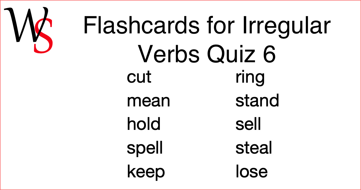 Irregular Verb Flashcards 6 | Writing Support