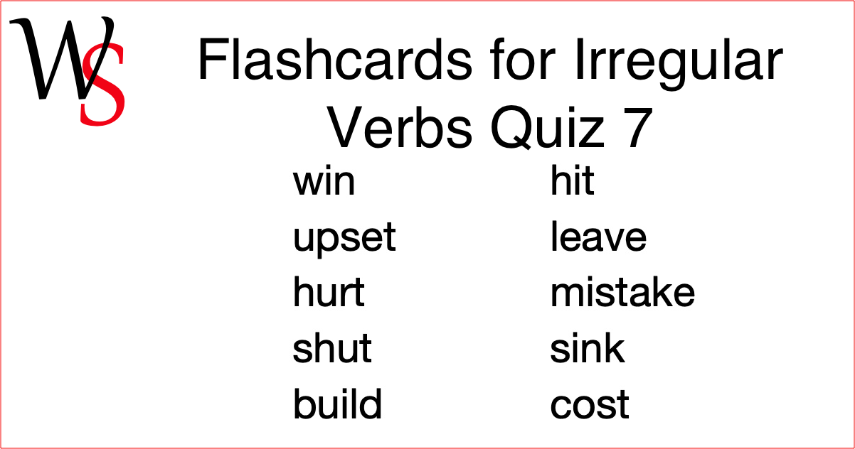 Irregular Verb Flashcards 7 | Writing Support