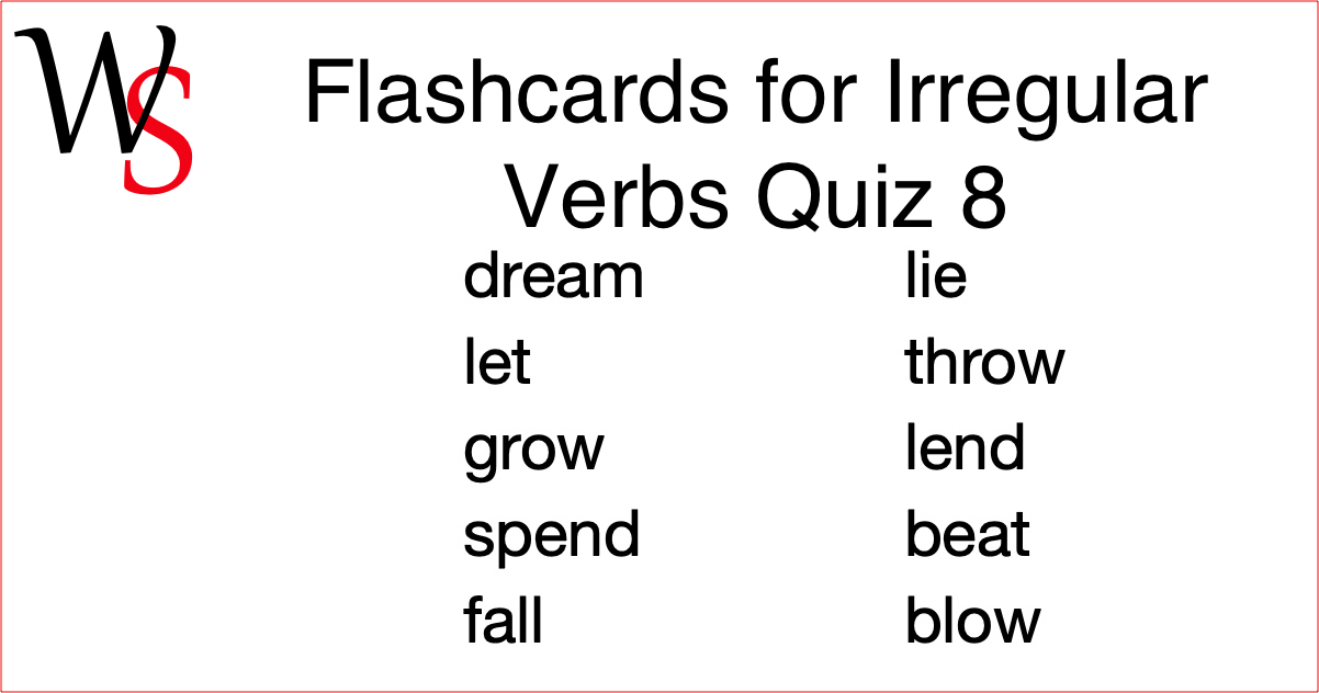 Irregular Verb Flashcards 8 | Writing Support