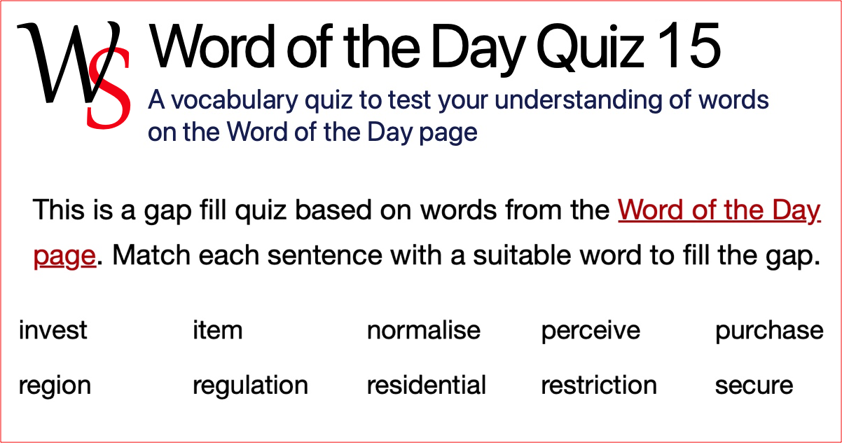Academic Word of the Day Quiz 15B | Writing Support