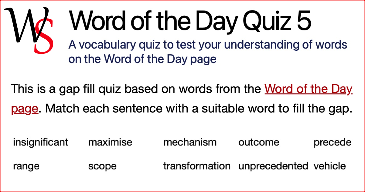 Academic Word of the Day Quiz 5 | Writing Support