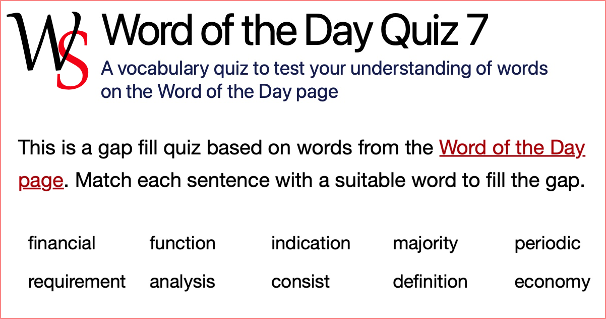Academic Word of the Day Quiz 7C | Writing Support