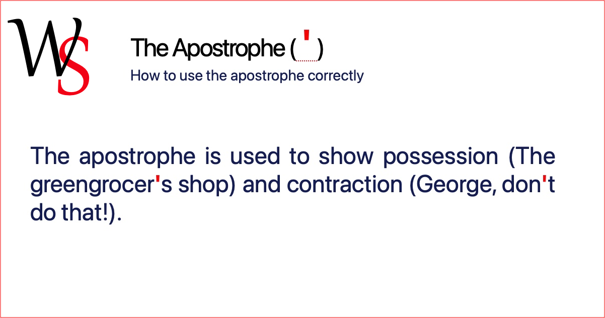 The Apostrophe | Punctuation | Writing Support