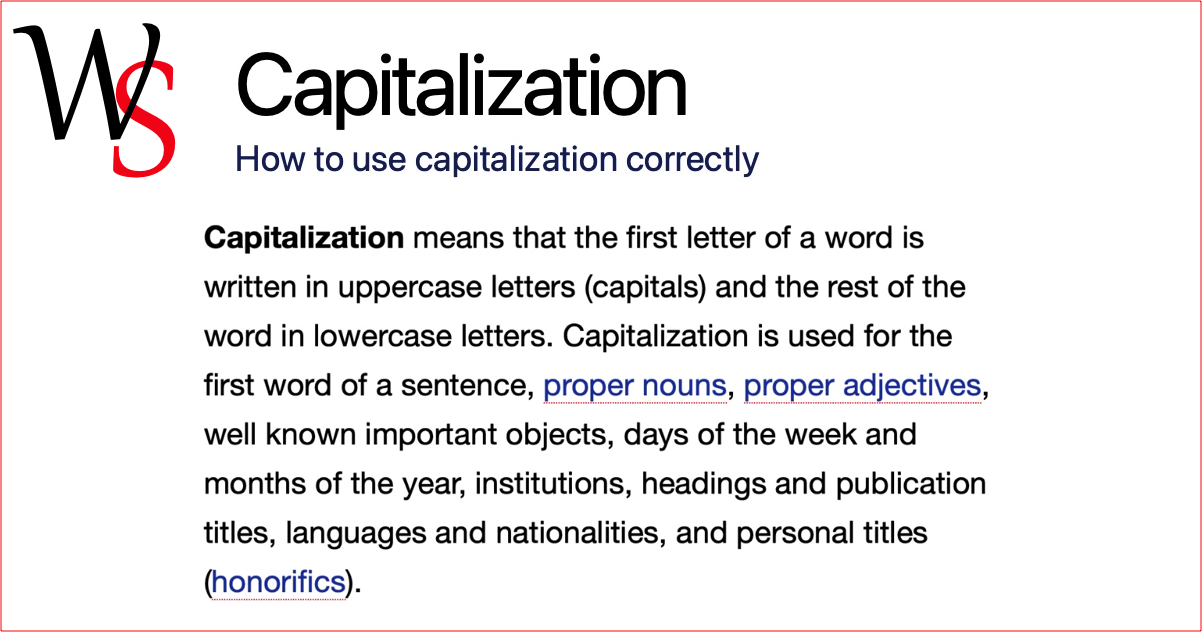 Capitalization | Punctuation | Writing Support