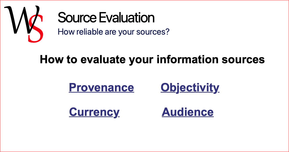 Source Evaluation Writing Support