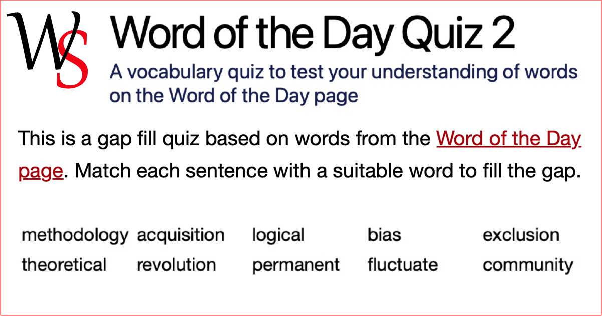 Academic Word of the Day Quiz 2 | Writing Support